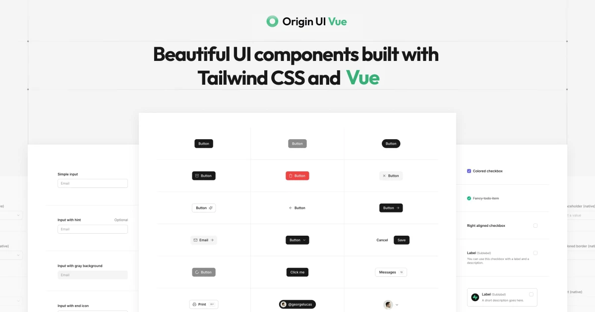 Origin Ui Beautiful Ui Components Built With Tailwind Css And Vue